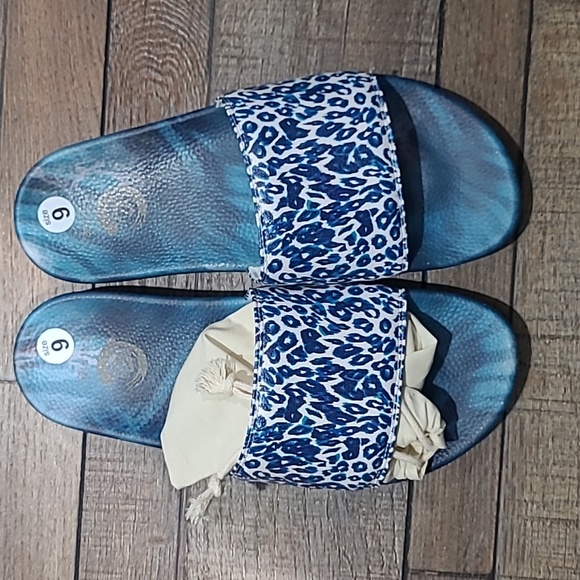 Johnny Was | Shoes | Johnny Was Calme Blue Tiger Slide Pool Sandals New ...